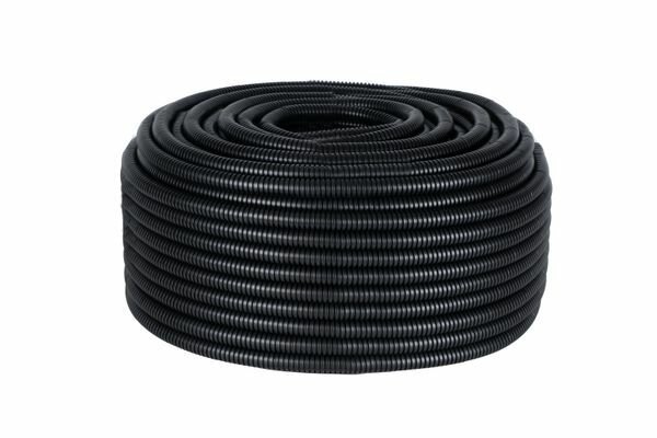 Труба гофрированная ПВХ d32мм с протяжкой черн. (уп.50м) Plast EKF tg-z-32-50-black