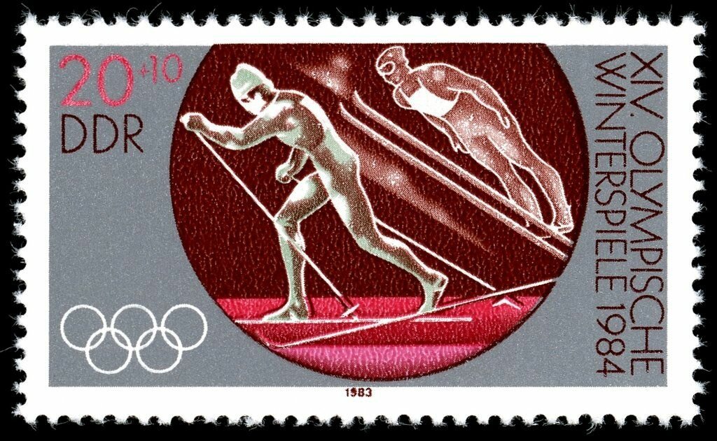 (1983-085) Марка Германия (ГДР) "Двоеборье" Зимние ОИ 1984, Сараево II