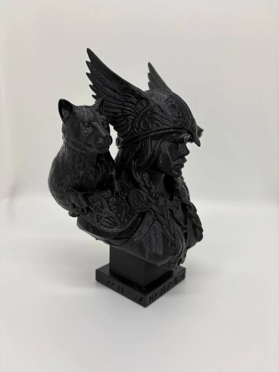 Фигурка "Валькирия с Волками", 3D печать, пластик, черный цвет — фото 1