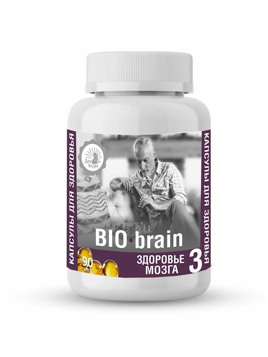 Капсулированные масла с экстрактами BIO-brain - здоровье мозга, 90 капс. по 0,3г, Дом Кедра