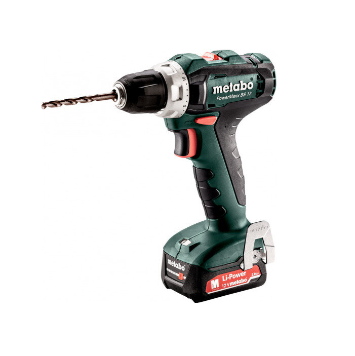 Дрель-шуруповёрт Metabo PowerMaxx BS, 12В, 2 аккумулятора, быстрозажимная