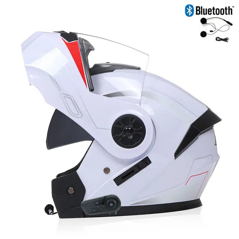 Мужские мотоциклетные шлемы с Bluetooth, анфас, Casco для мотоциклов, мужские шлемы для Белый, S, 17