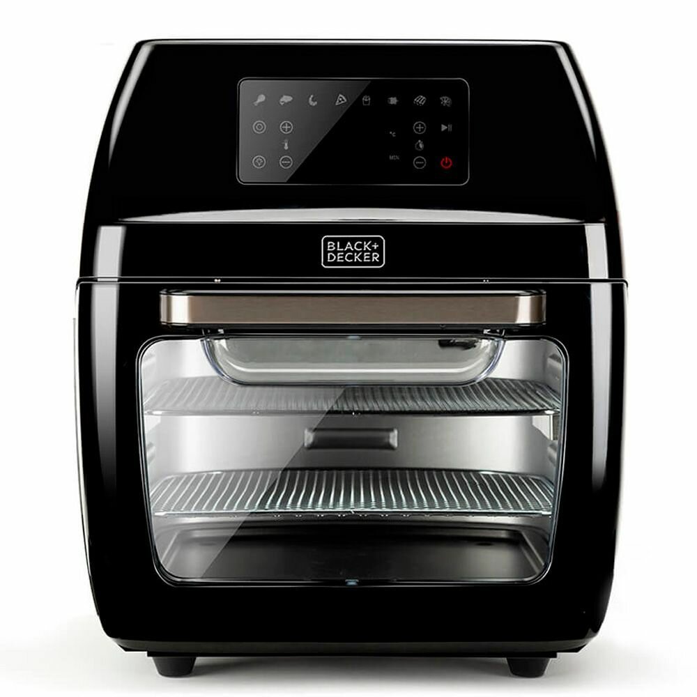 Аэрофритюрница BLACK+DECKER BXAFO1200E, сенсорная, с таймером, 1700Вт, 12л, черная