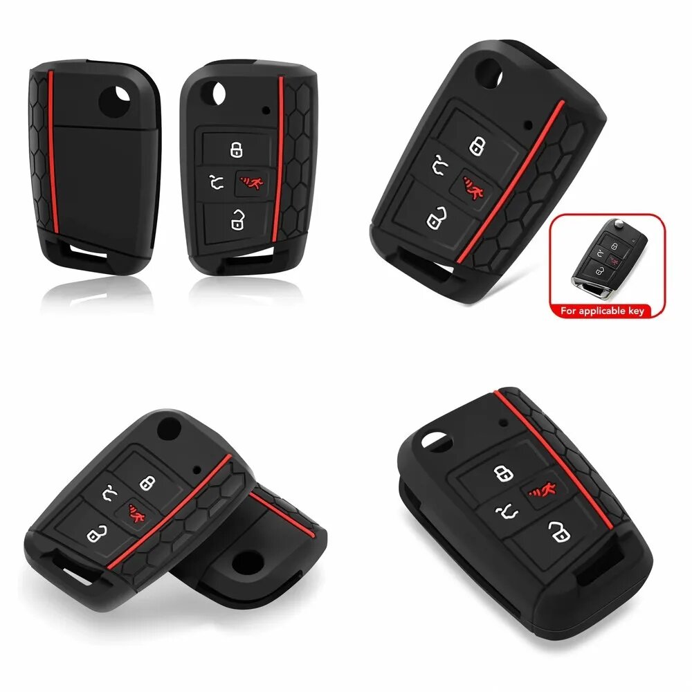 Силиконовый чехол для ключей VW, Volkswagen Tiguan, Golf GTI, Passat, Skoda Octavia, защитный держатель для автомобильного ключа