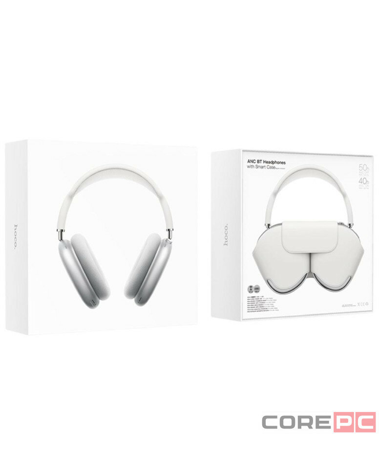 Стереонаушники Bluetooth полноразмерные Hoco W58 BT5.4/ANC/500mAh серебристые
