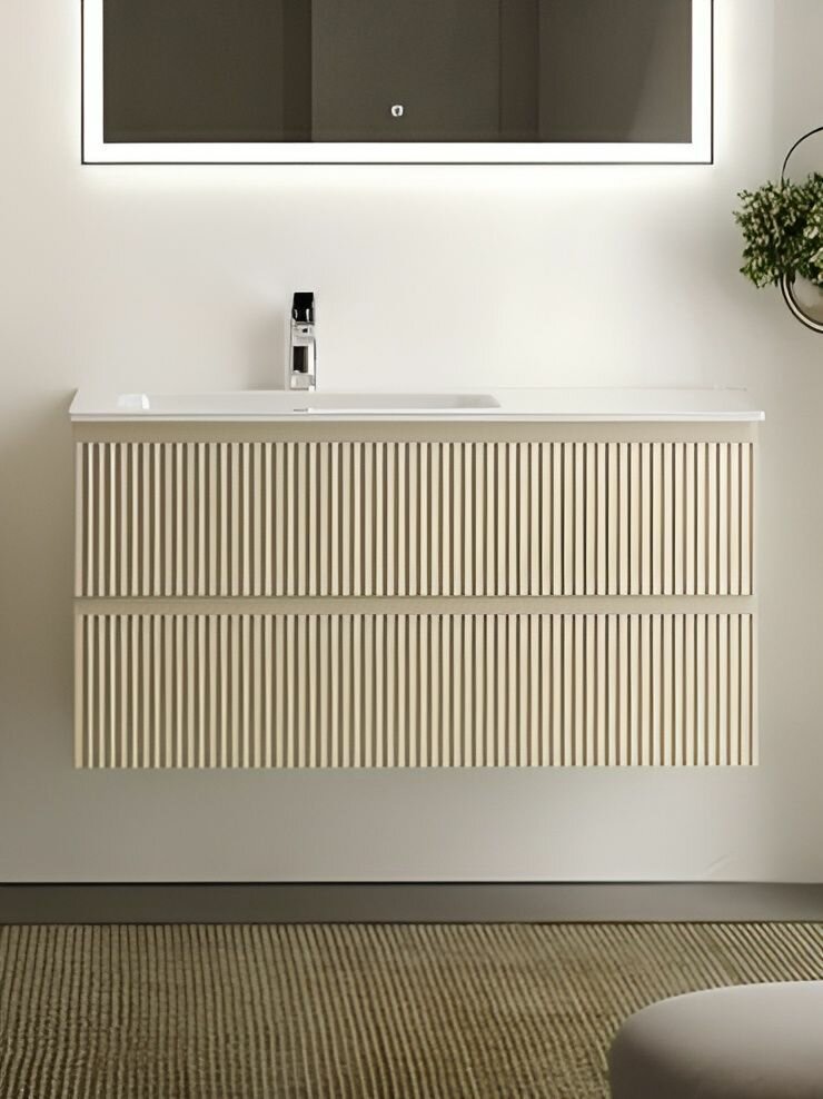 Тумба с раковиной Sancos Snob R 100 beige soft раковина Grace 101 L CN7014