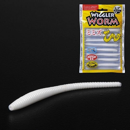 Слаги съедобные искусственные Lucky John Pro Series WIGGLER WORM 2.3in (05.84)/033 9шт.