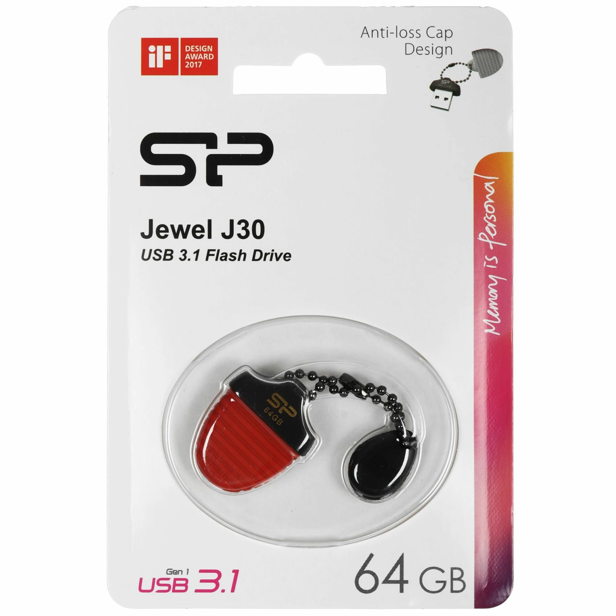Память USB Flash 64 ГБ SILICON Power Jewel J30 (SP064GBUF3J30V1R) - USB3.2, USB Type-A