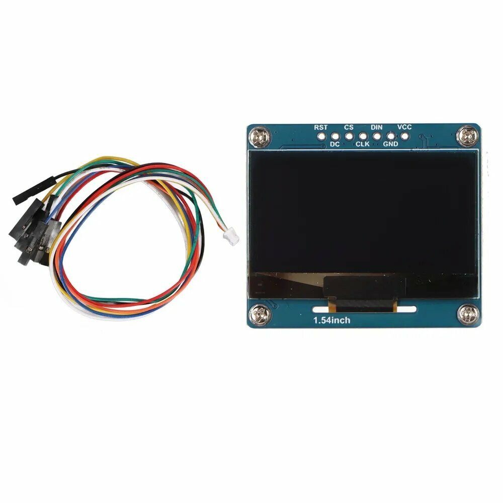 OLED дисплей Waveshare 1.54 дюйма 128x64 с интерфейсом SPI I2C и чёрно-бело-синим свечением на драйвере SSD1309 для Arduino и Raspberry Pi.