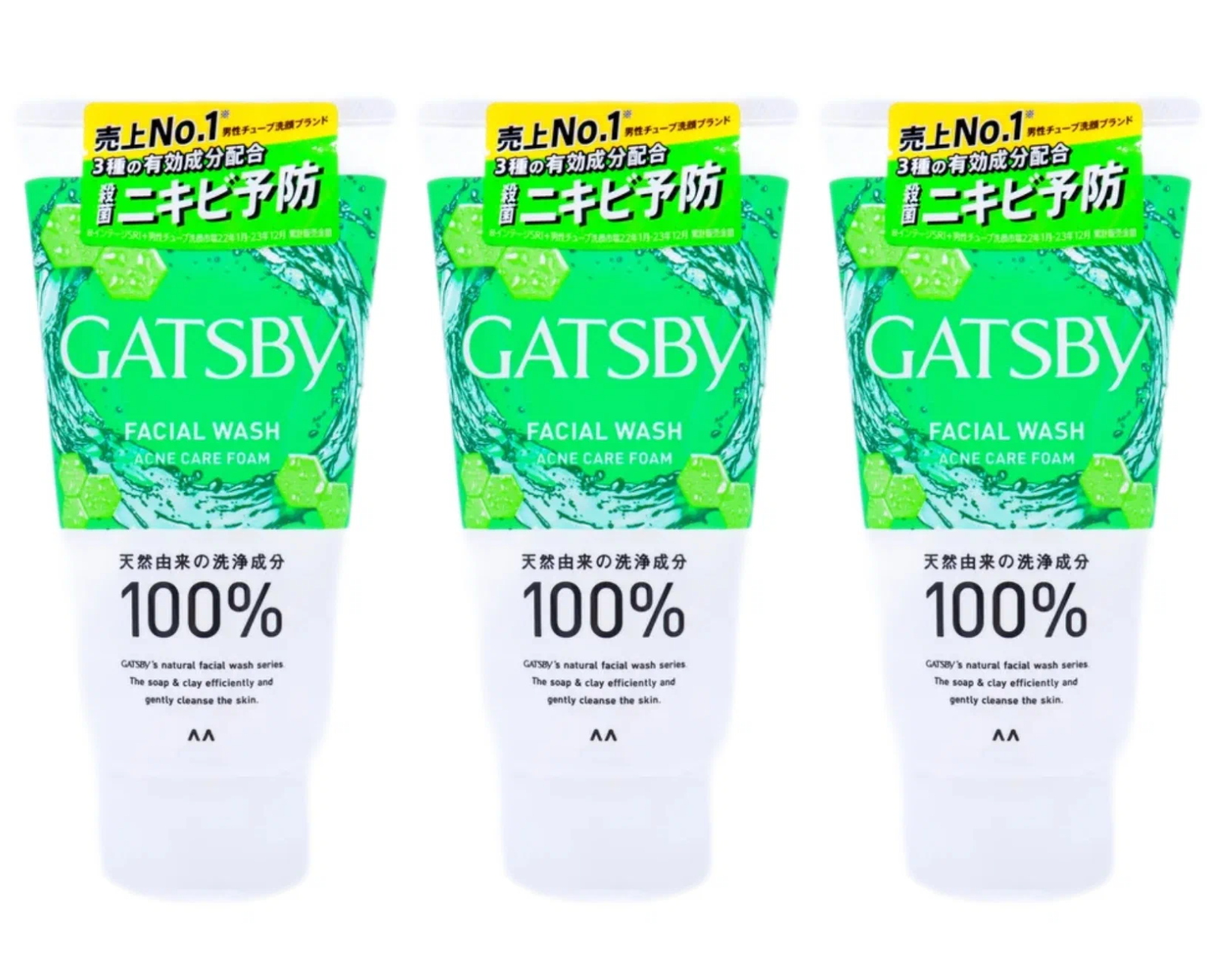 Крем-пенка Mandom мужская, успокаивающая Men’s Gatsby Acne Care Foam для умывания, 130 г, 3 штуки