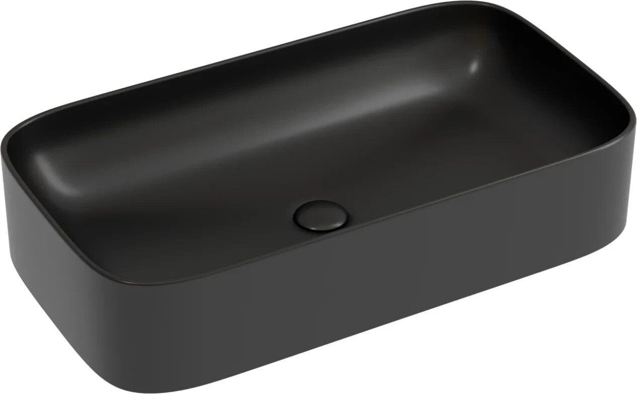 Накладная раковина Ceramicanova Element CN6054MB черная матовая, фарфор, матовый черный, 70.5×38×15 см