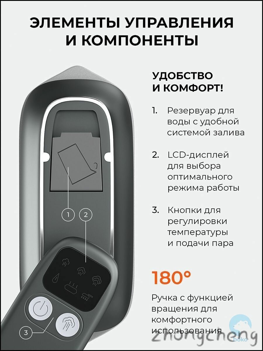 Отпариватель для одежды ручной 5600 Вт "Spawnson" парогенератор, паровой утюг мощный для одежды с отпаривателем
