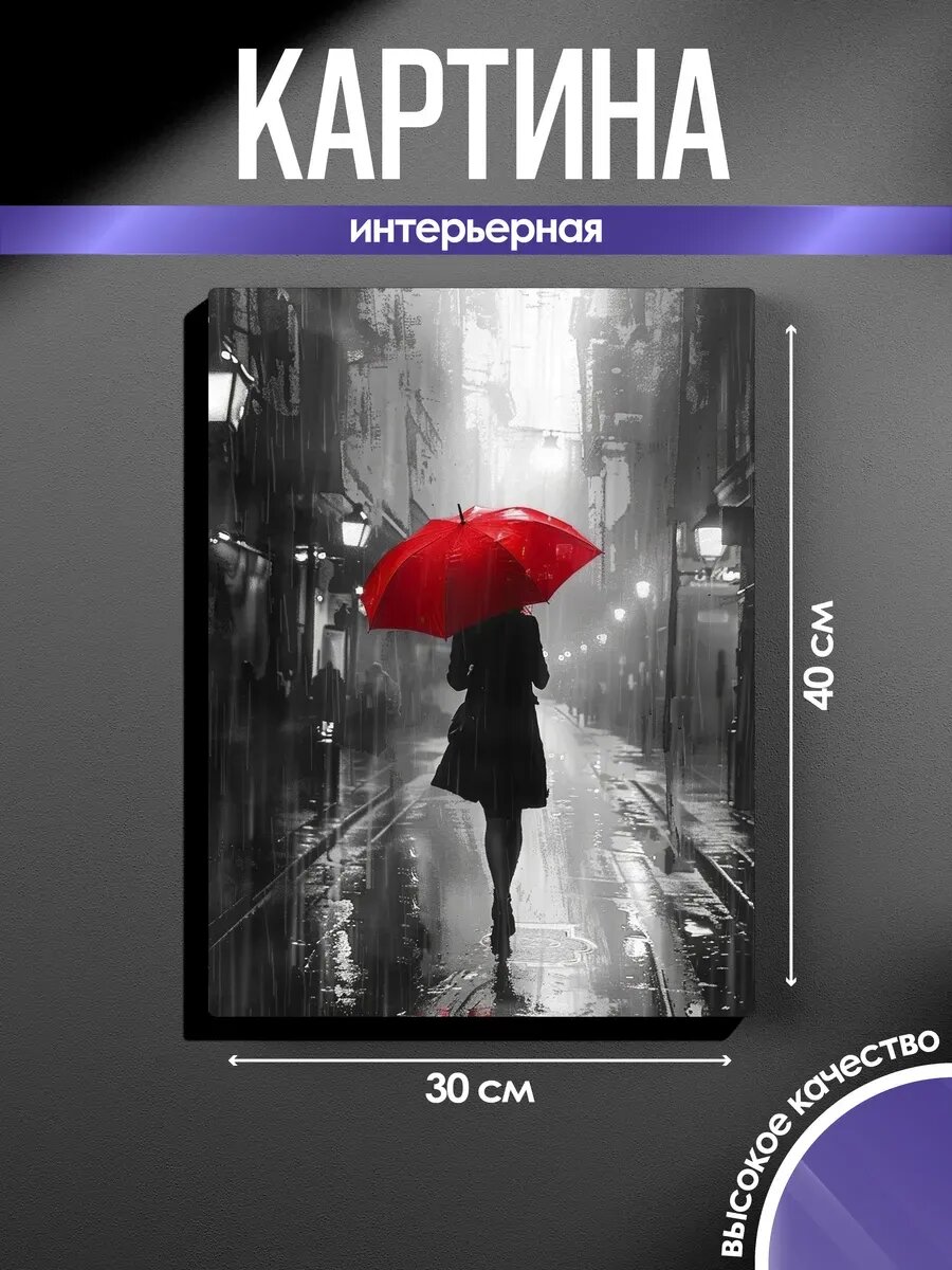 Картина на стену Девушка с красным зонтом
