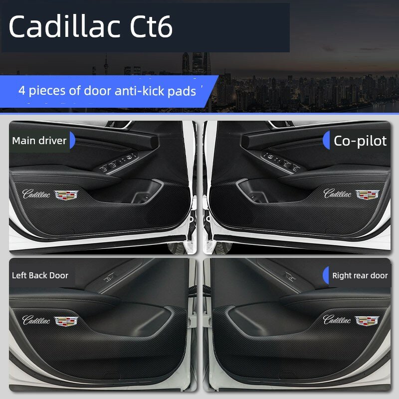 Комплект из 4 ковриков для дверных петель Cadillac CT6 с логотипом, премиальные аксессуары для защиты салона