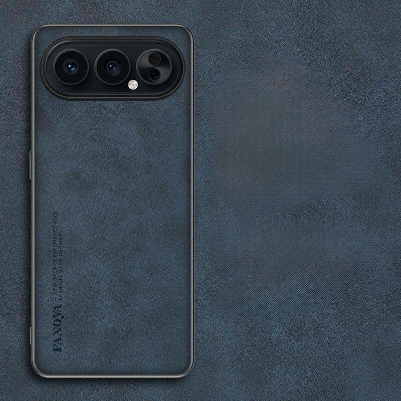 Чехол-бампер-панель-накладка MyPads «Sotto Fanoya» на HONOR 500 Pro из износостойкого силикона со вставкой из эко-кожи, синий MyPads