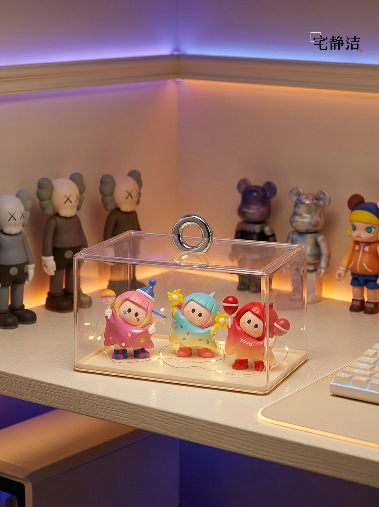 Прозрачный демонстрационный бокс-витрина MINISO для фигурок и игрушек, подставка для хранения и демонстрации, для милых