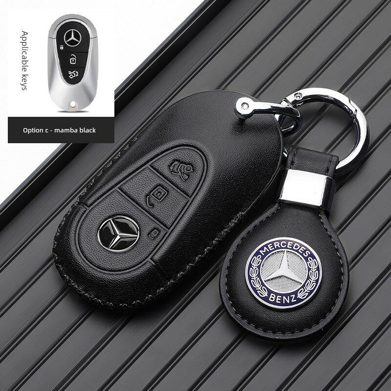 Кейс для ключей Mercedes-Benz в цвете мамба черный с кожаной застежкой - премиум аксессуар для автомобилей