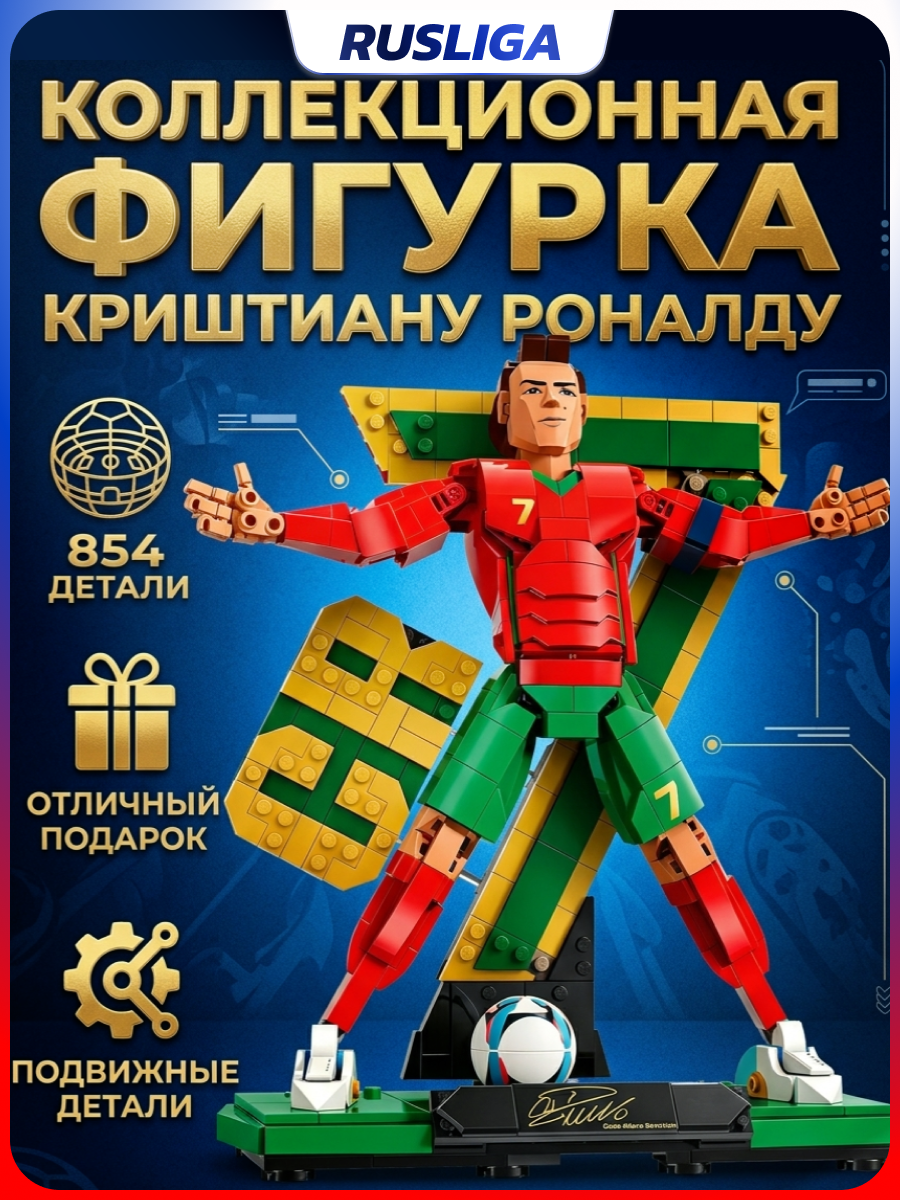 Конструктор коллекционная фигурка Криштиану Роналду FIFA 854 детали