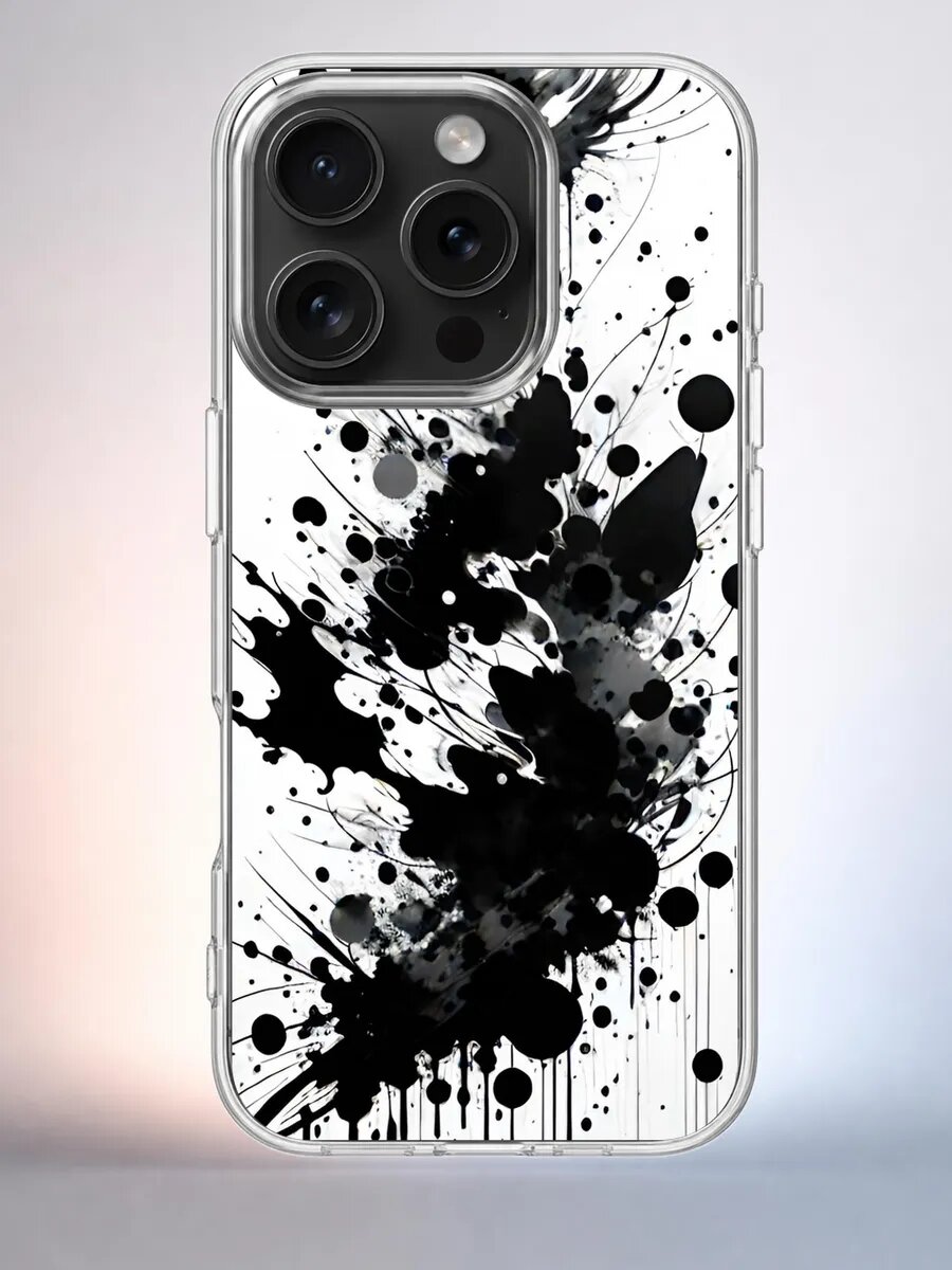 Чехол iPhone 15 Pro взрыв туши силиконовый прозрачный