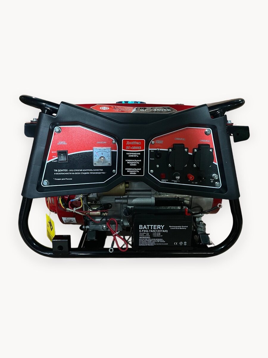 Генератор бензиновый ДонТех БГ-4500E / электростанция ( 4.75 кВА, 3.2-3.8 кВт, электро стартер, 220В, 7.5 л. с, 15 л )
