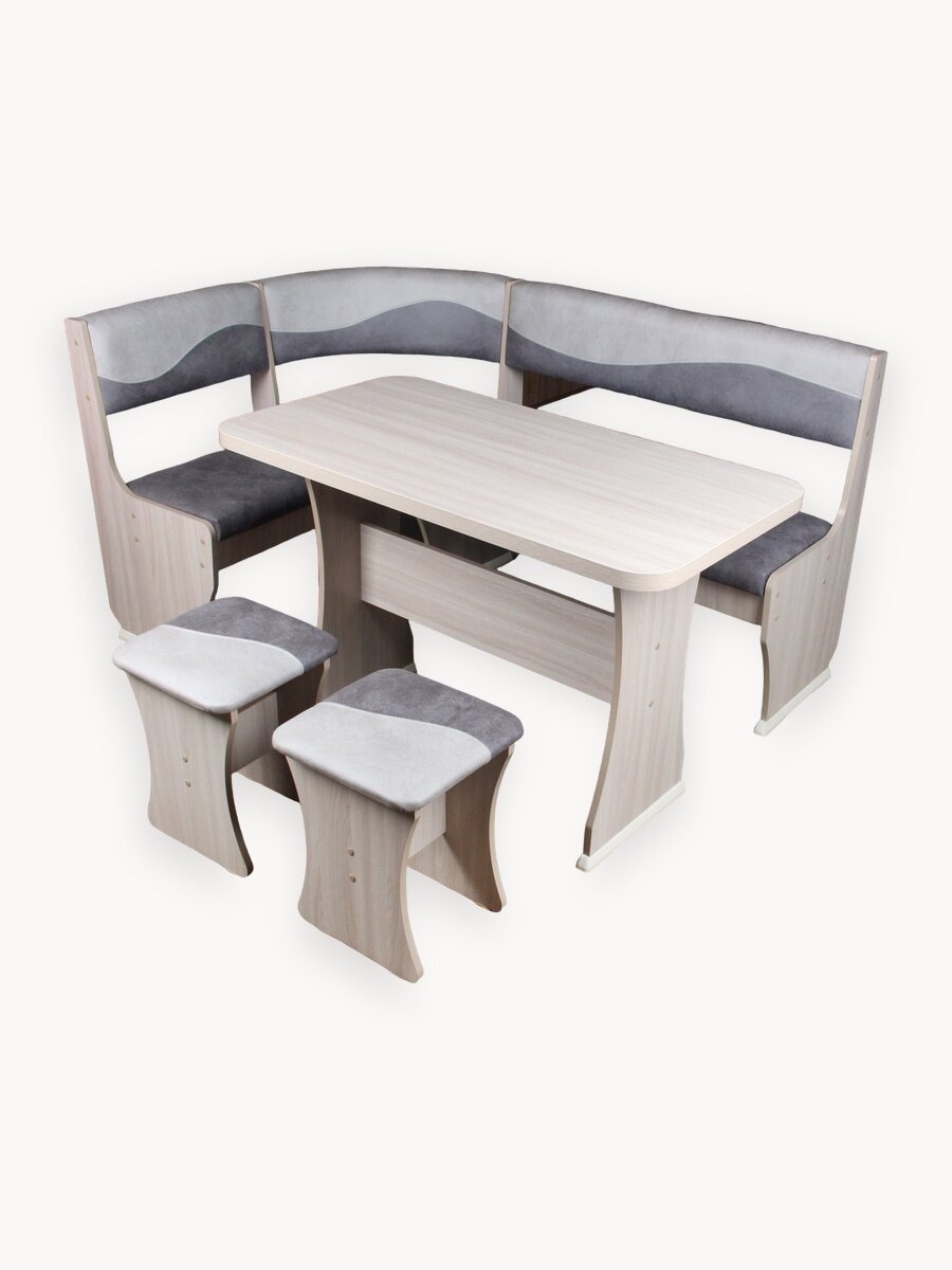 Кухонный уголок "секрет" с ящиками для хранения, столом и 2 табуретами цвет Шимо Светлый