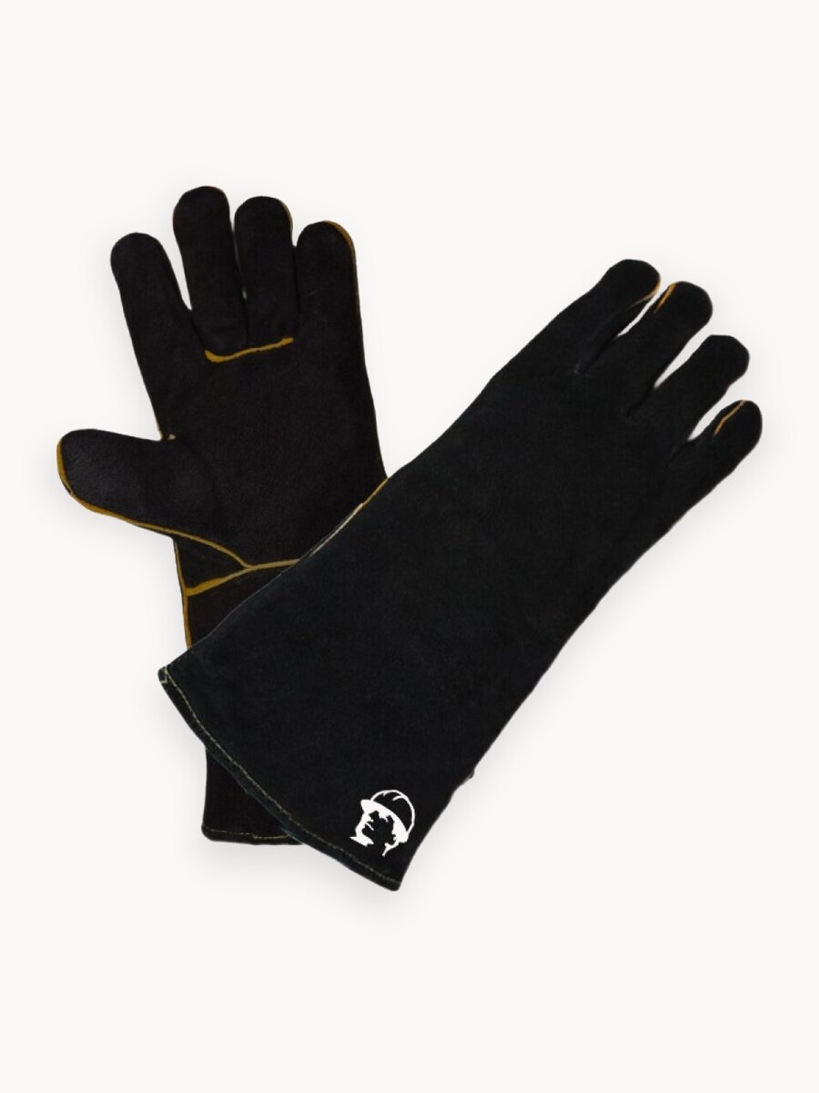 Краги сварщика CET K1403 с подкладкой, цвет черный, размер 10,5, спилок, прошивка KEVLAR, длина 35 см, перчатки рабочие