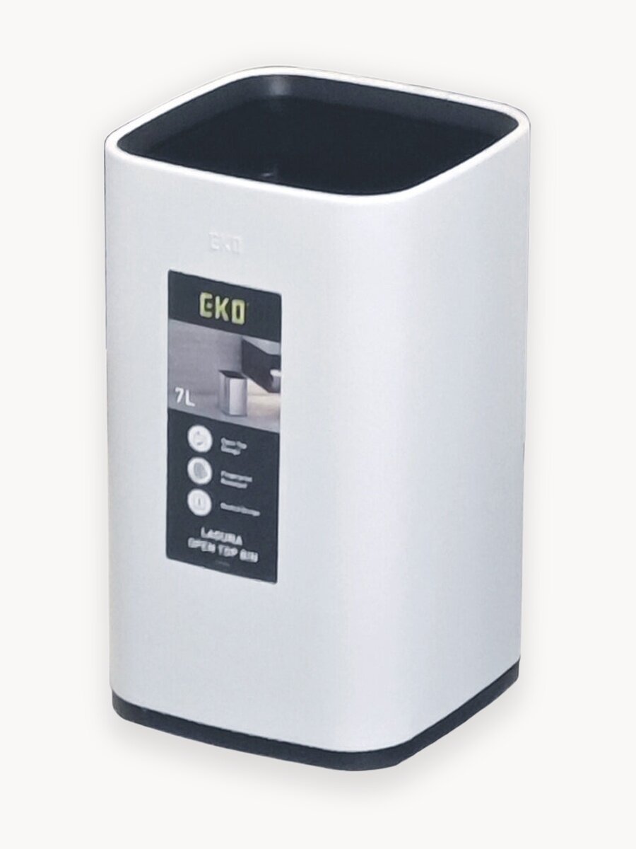 Мусорное ведро EKO открытое 7 литров, окрашенная сталь, белый