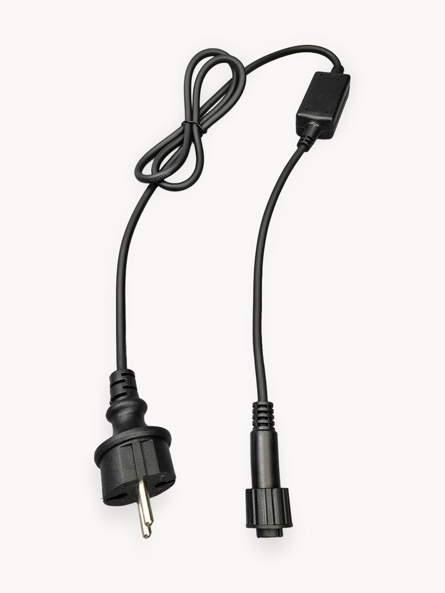 Блок питания для гирлянд, 2 pin, 220В, 1,5м, уличный, черный