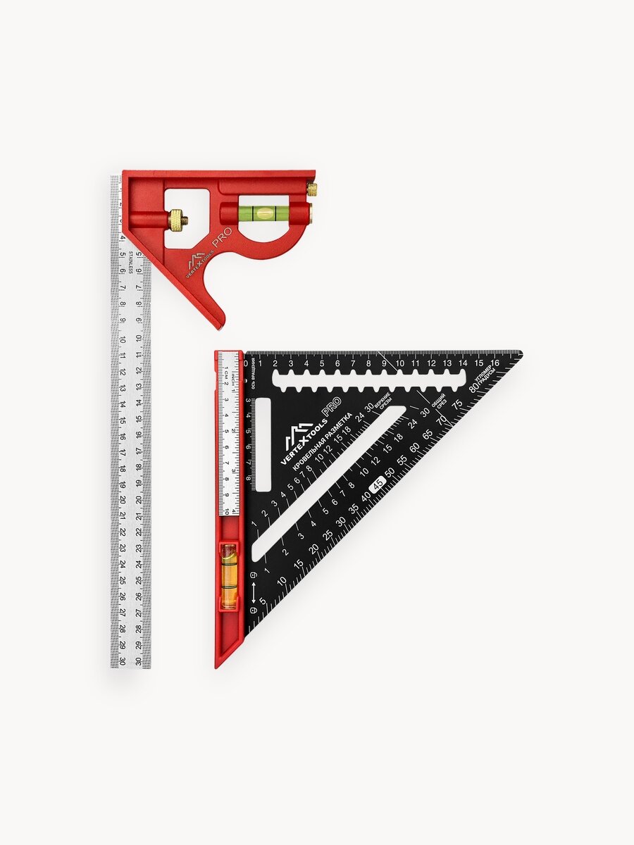 Набор строительных угольников VertexTools PRO 7 в 1 INOX+ABS+AL