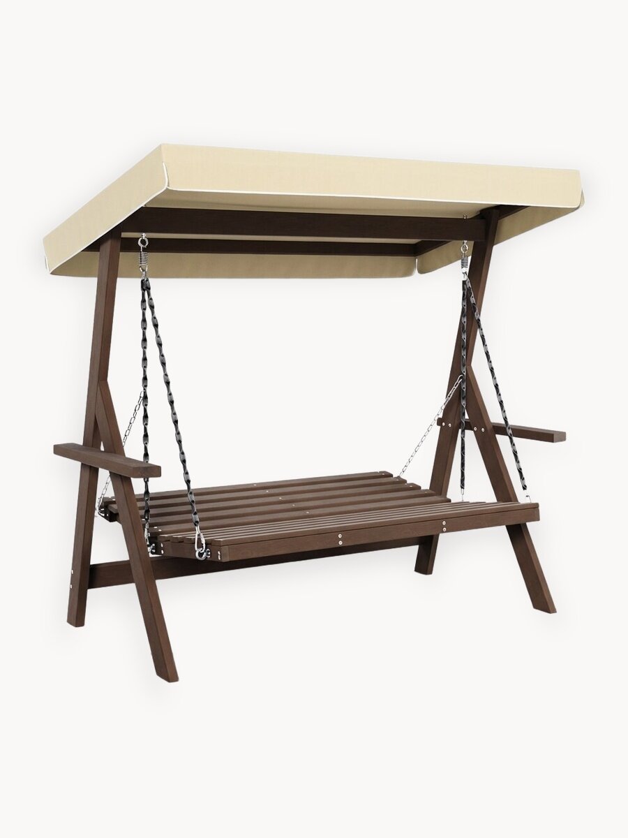 Качели садовые взрослые 3-х местные Brixton с тентом и регулируемой спинкой