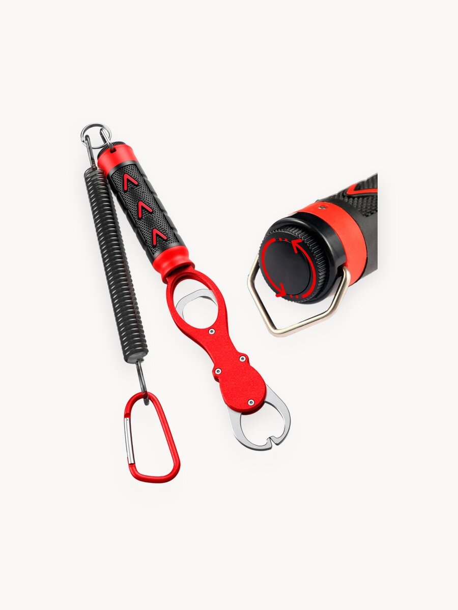 Рыболовные весы безмен ручные для рыбалки, захват для рыбы липгрип, до 15 кг, красный