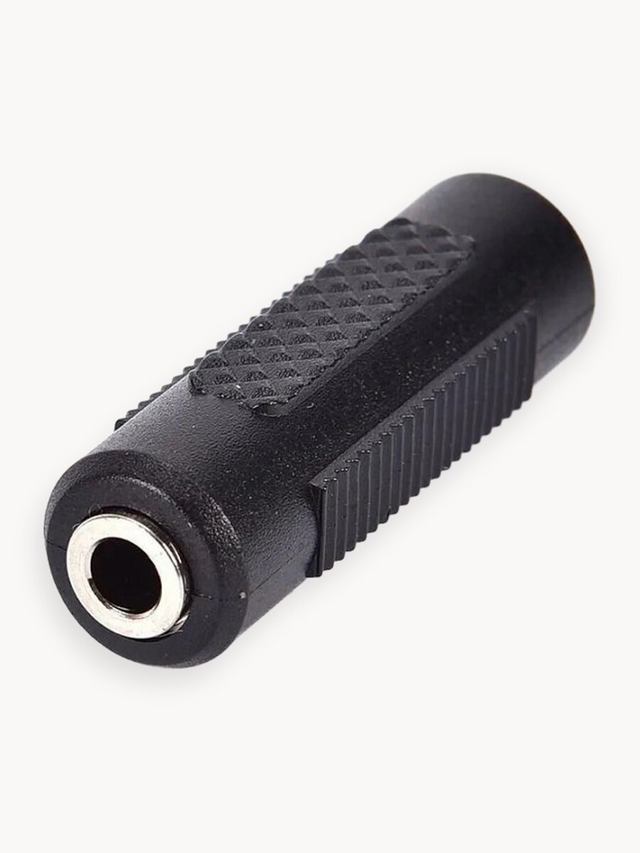 Переходник соединитель Jack 3.5 (мама) - Jack 3.5 (мама), стерео, пластик, черный