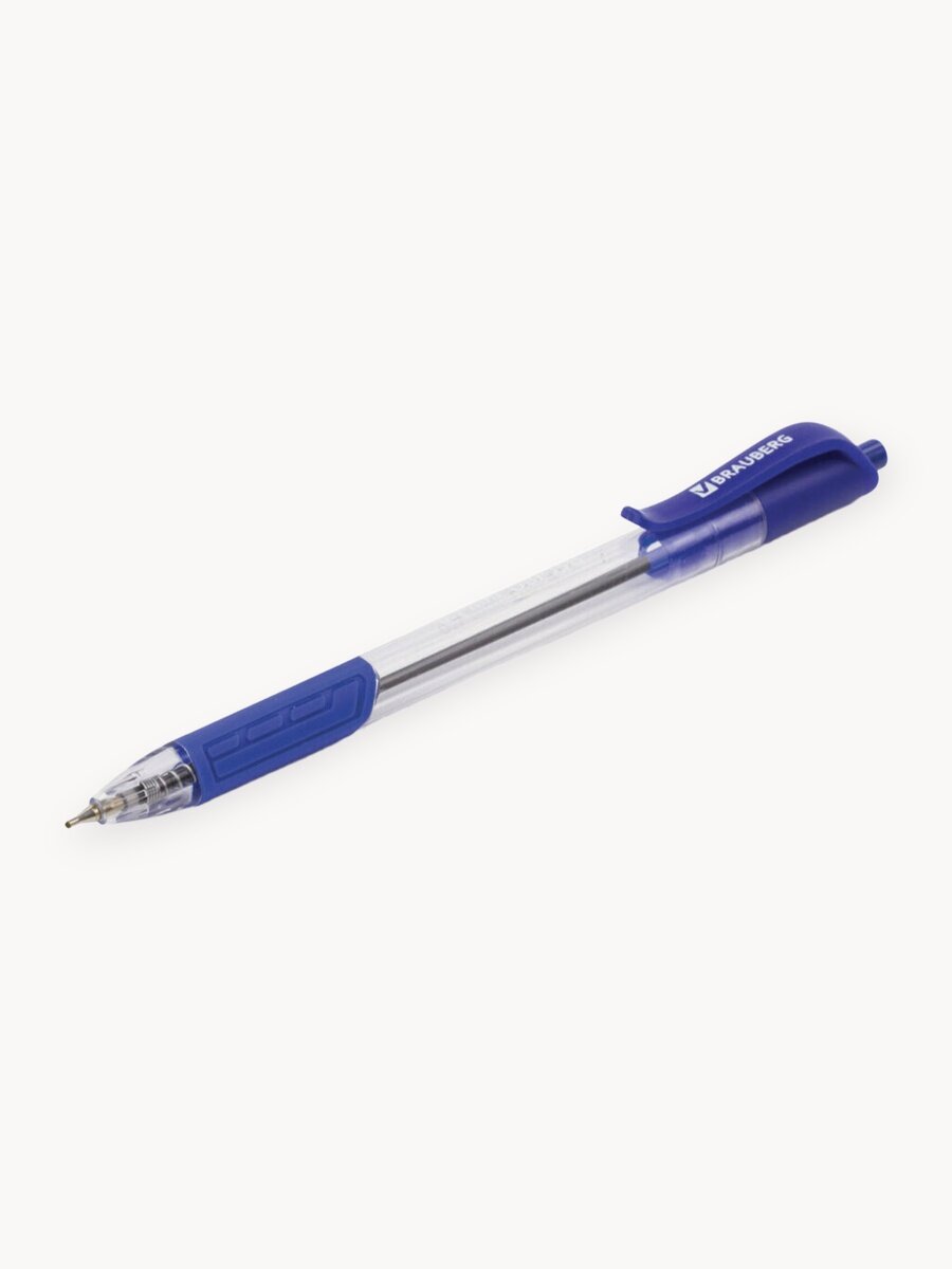 Ручка шариковая масляная автомат. BRAUBERG Extra Glide R-Grip, комплект 12 шт, синяя, 0,7 мм, 880197