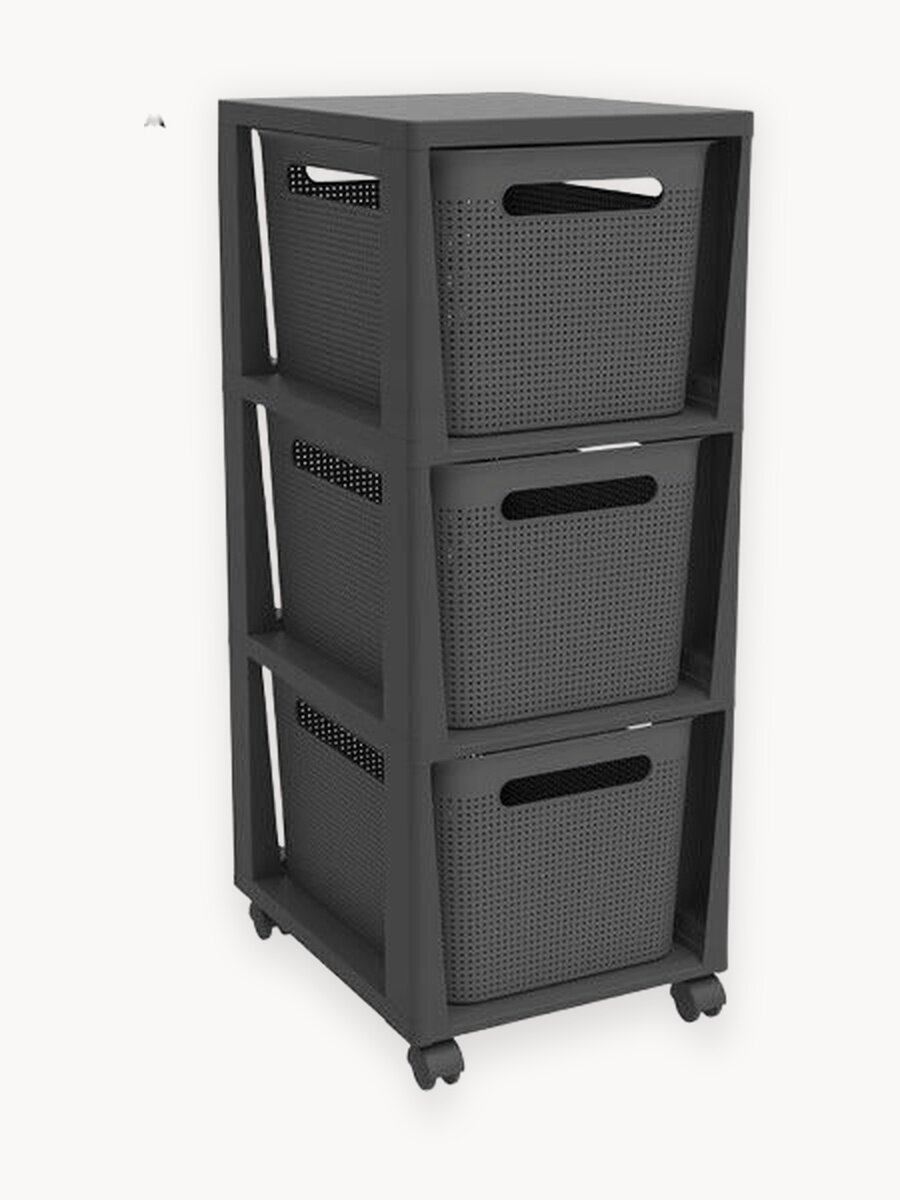 Комод пластиковый для хранения вещей Rotho Brisen 3 секционный на колесах