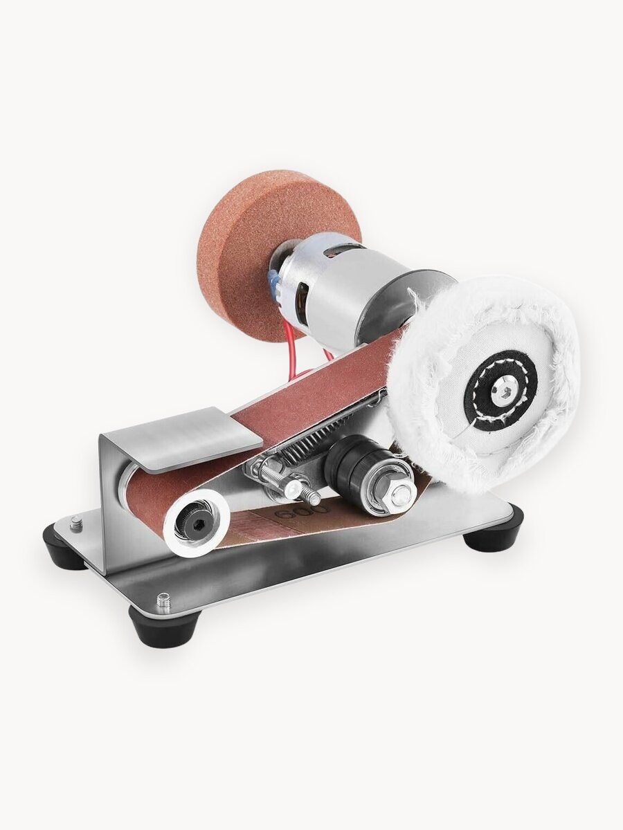 Настольная ленточная шлифовальная машина, 7 регулировок скорости, 12 абразивных лент зернистостью от 120 до 1000