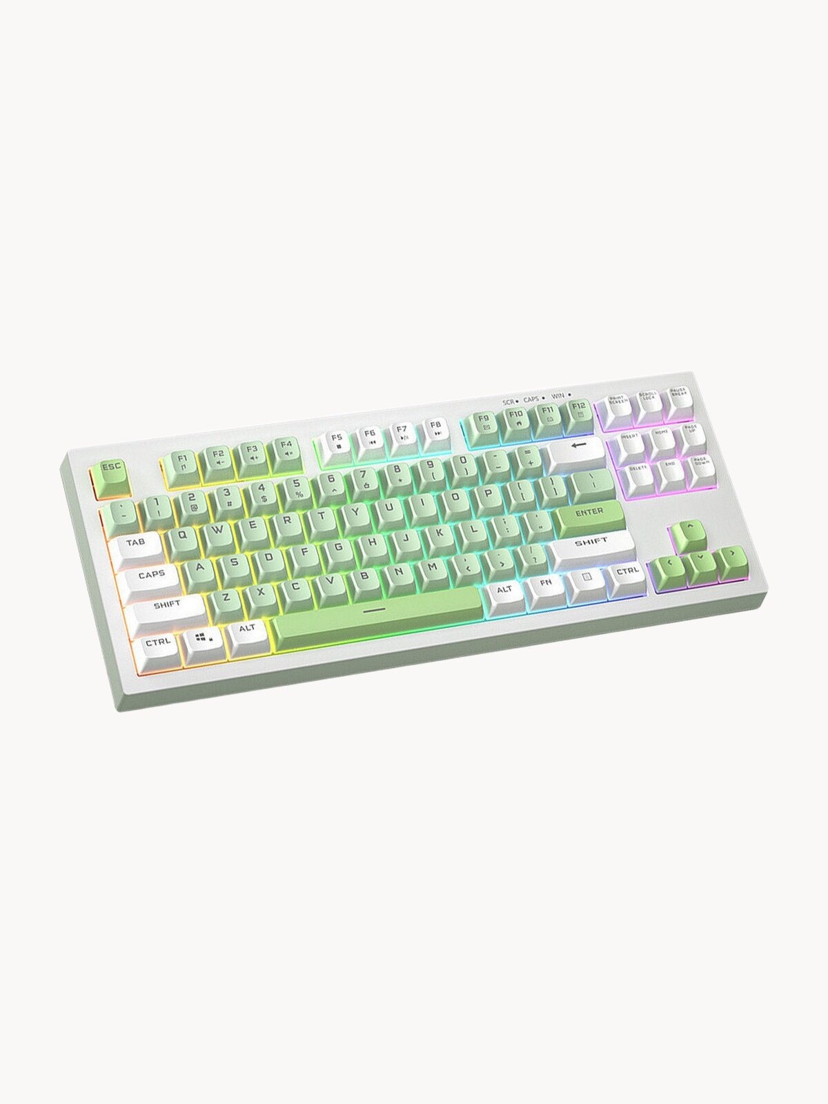 Бесшумная мембранная игровая клавиатура с 18 режимами RGB-подсветки, красными переключателями, функцией N-клавишного одновременного нажатия, русской раскладкой.