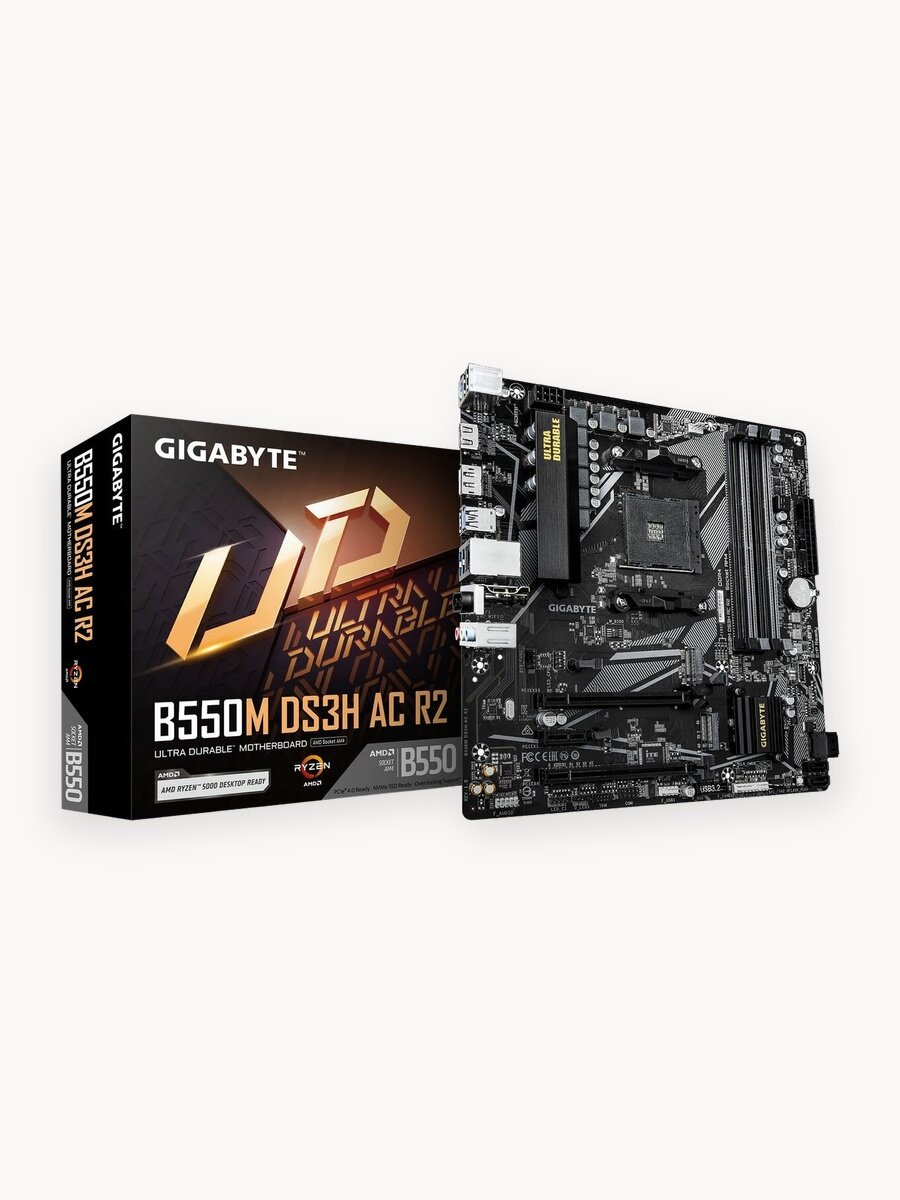 Материнская плата Gigabyte B550M DS3H AC R2, AM4, AMD B550, Micro-ATX, RTL (B550M DS3H AC R2)