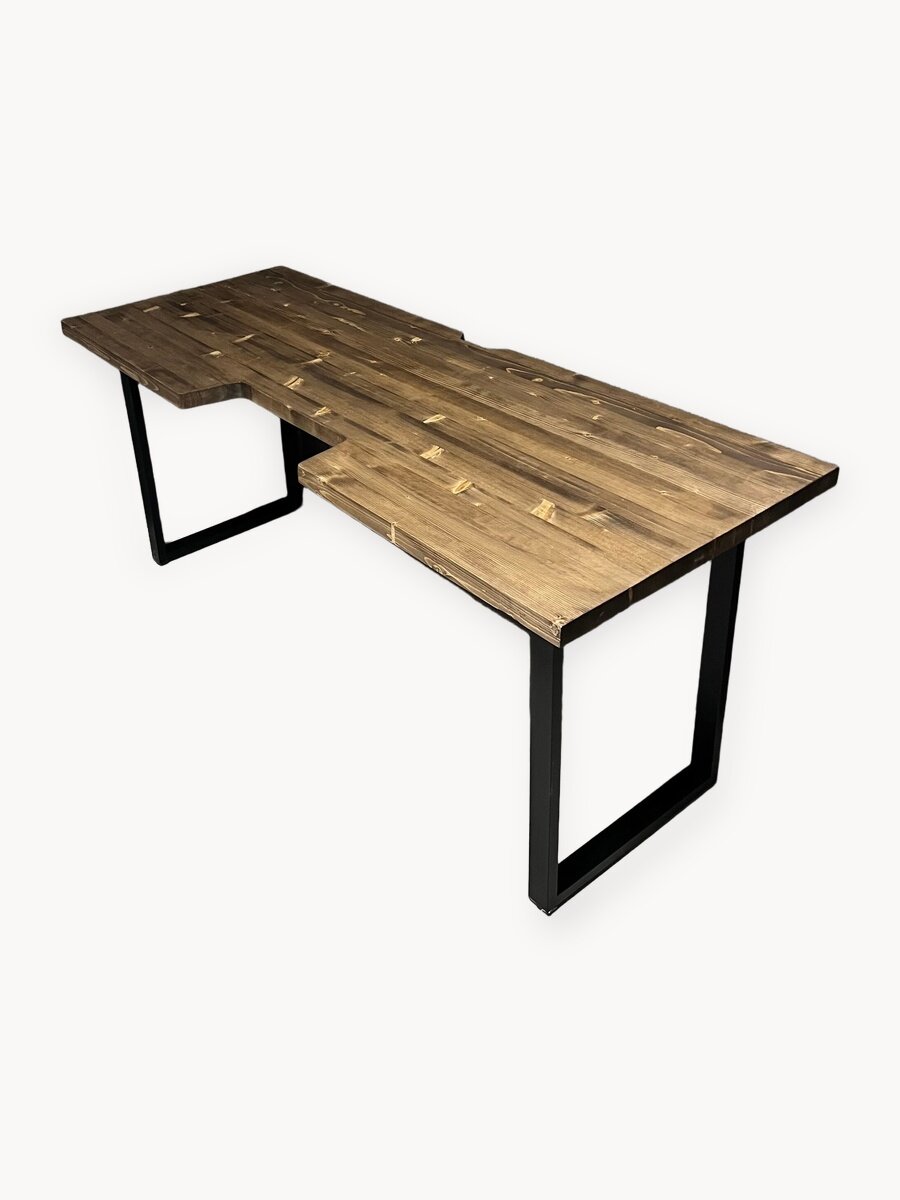 Компьютерный стол, 70х200х75, столешница массив, ножки металл