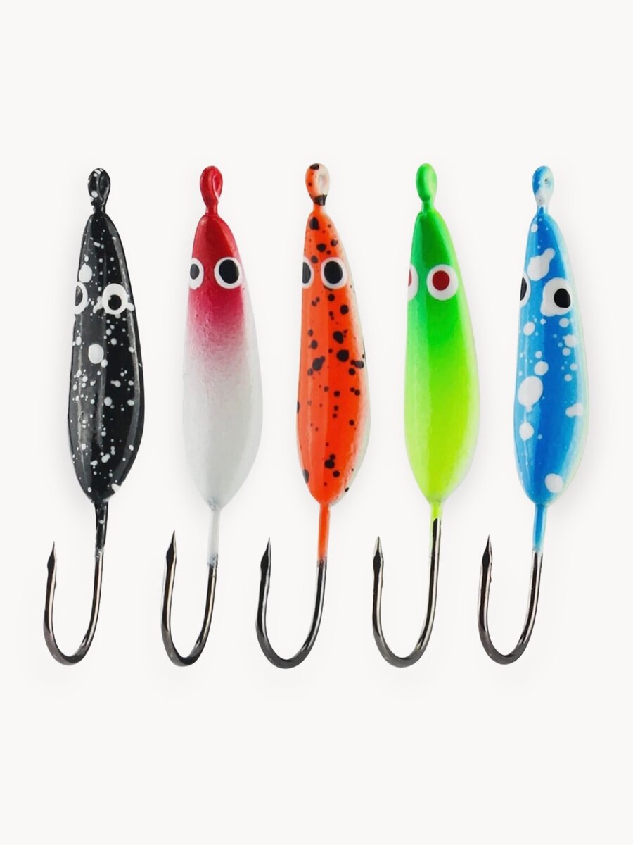 Набор мормышек для зимней рыбалки с одинарным крючком светящиеся 5 шт