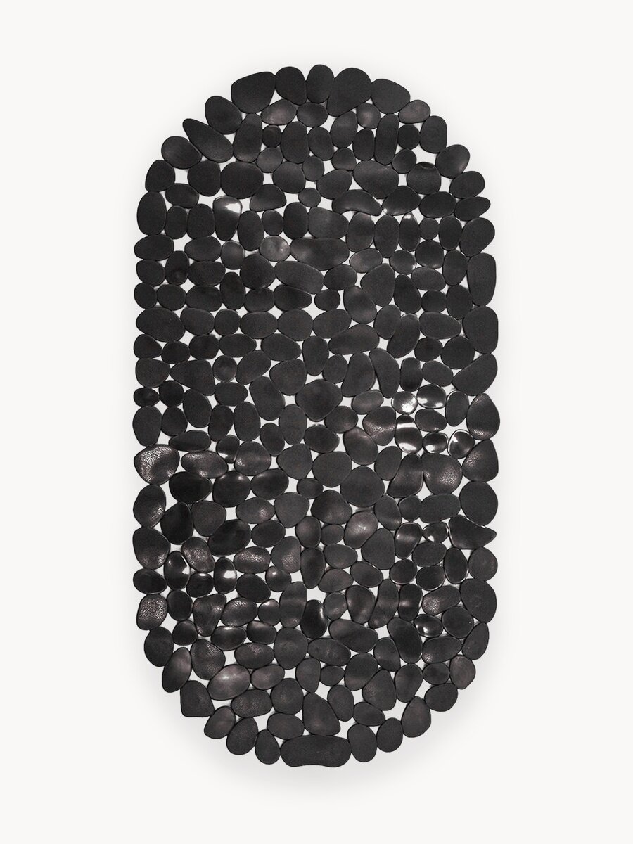 Коврик для ванны VILINA "Морская галька", ПВХ, 36 см x 69 см, массажный, противоскользящий, черный