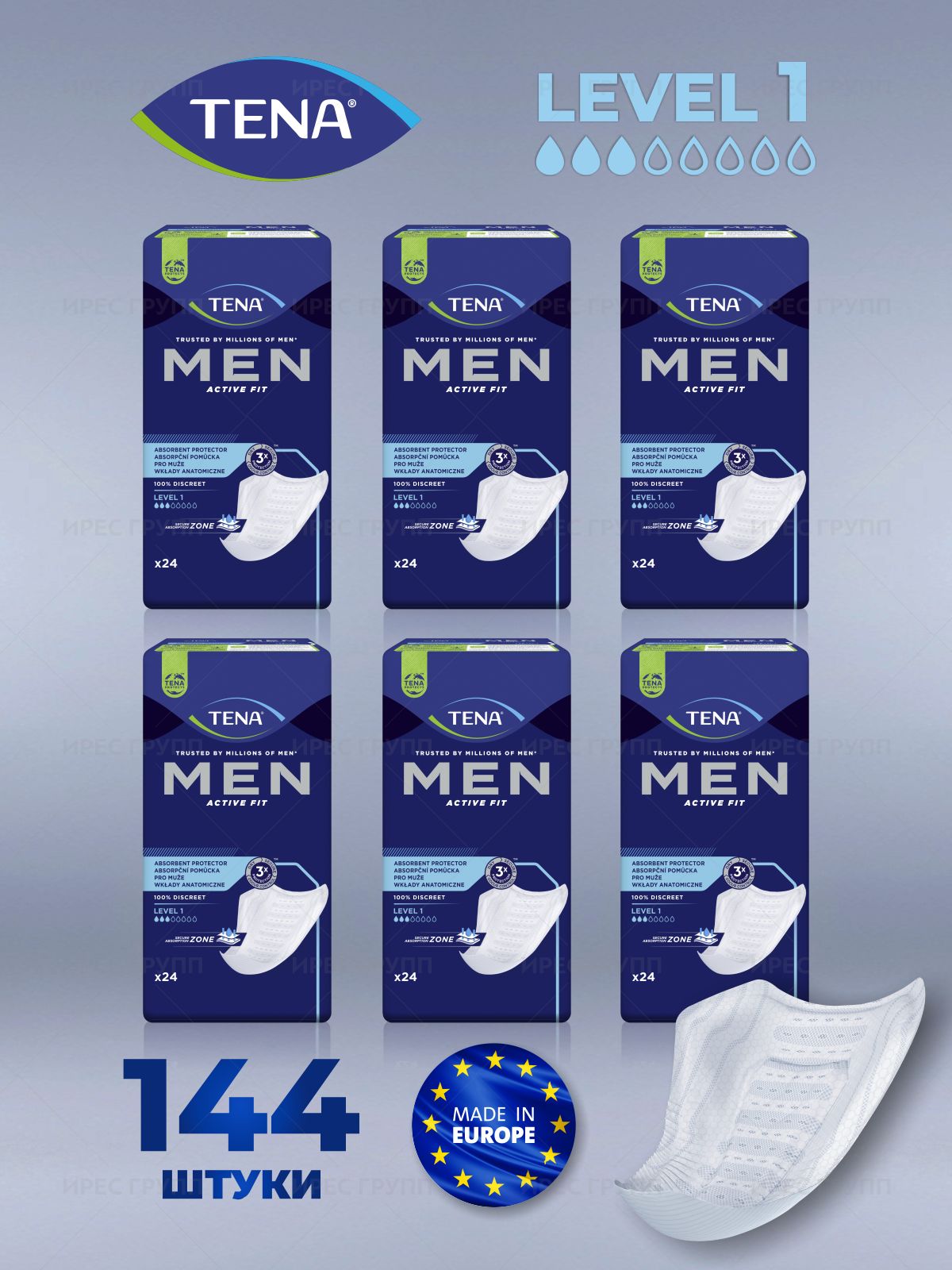 Урологические прокладки TENA Men Level 1 6 упаковок по 24 шт.