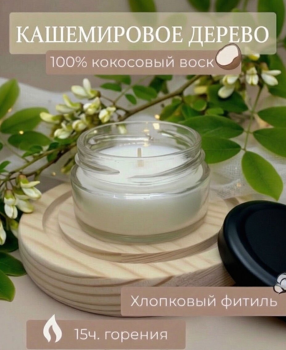 Свеча ароматическая Кашемировое дерево 50мл Кокосовый воск от Lana Candle