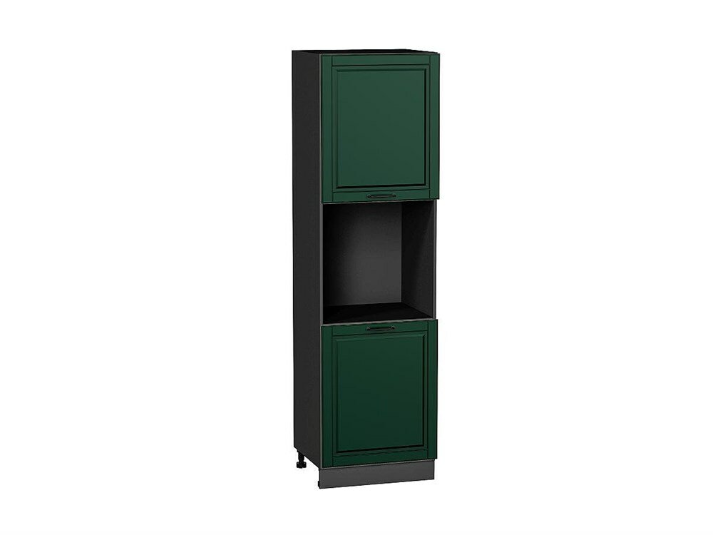 VVT Кухонный Шкаф пенал с 2-мя дверцами под технику Дублин Graphite, Special Green, 2140, каркас ЛДСП Graphite, фасад МДФ Special Green, 2132*600*574