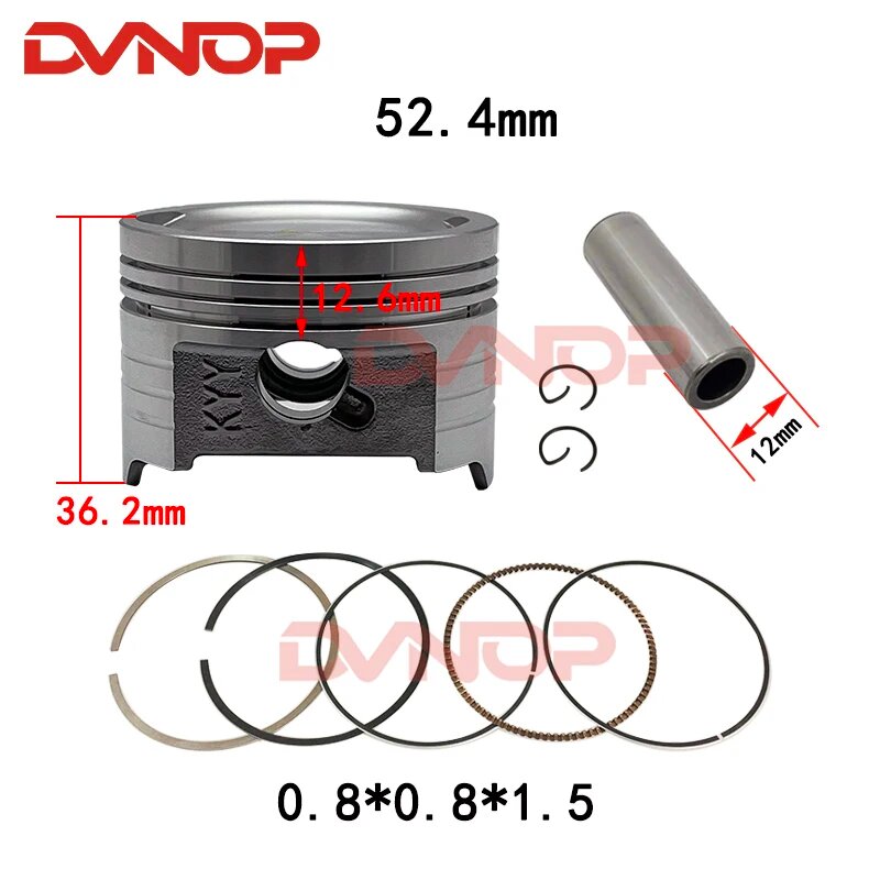 Мотоциклетное поршневое кольцо 52,4 мм, 12 мм, штифт для CG CGX125 GL125 GLH125 ACE125 ACE CGX GL GLH 125 CGX125SHC/D/E/F CGX125WHF piston and ring