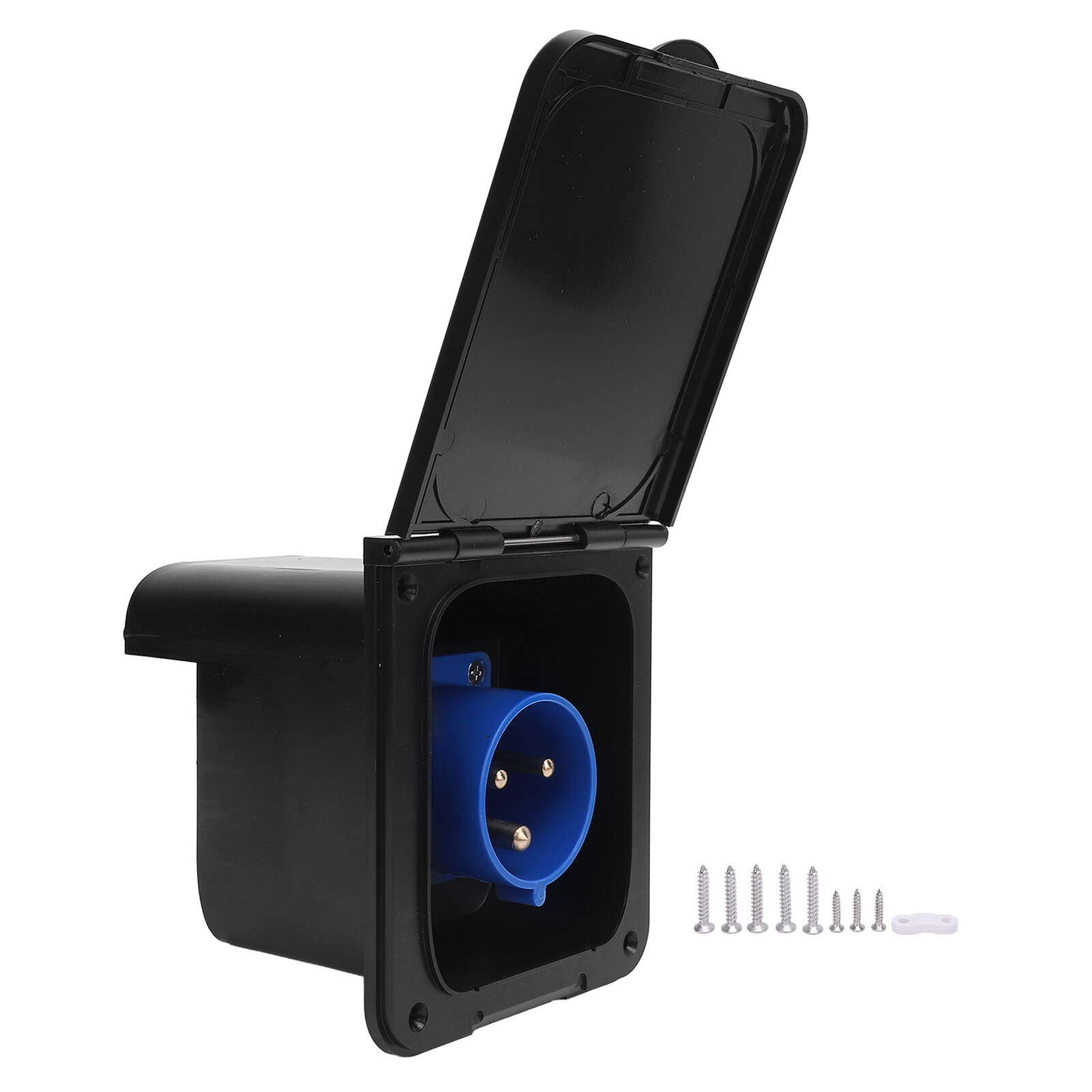 Розетка для подключения к электросети 32 А, 3-контактная, для скрытого монтажа, водонепроницаемая, для автодома, прицепа, черная, прочная