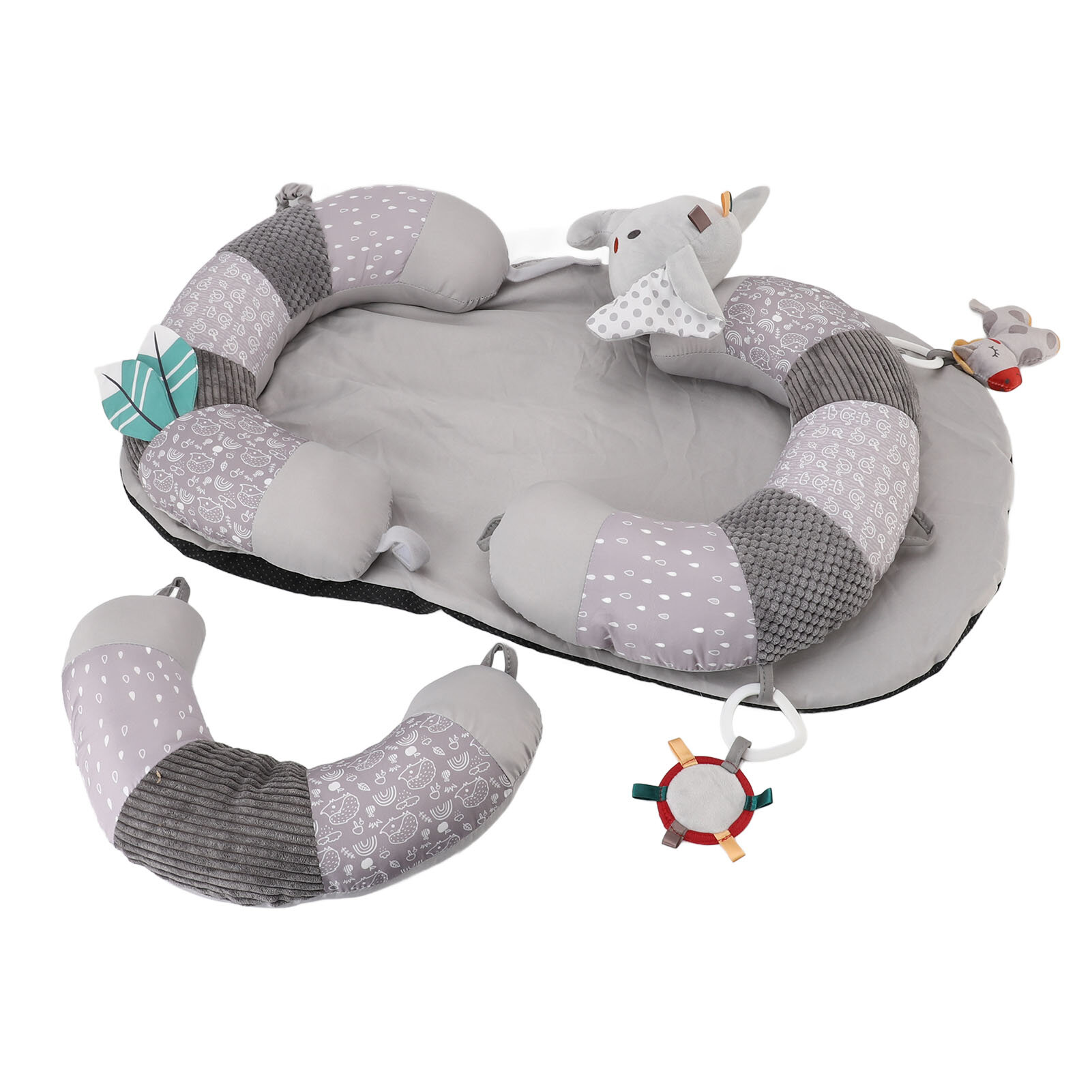 Мягкий коврик для игр на животе и подушка для поддержки сидящего малыша, развивающий малыша, с отсоединяемыми игрушками.