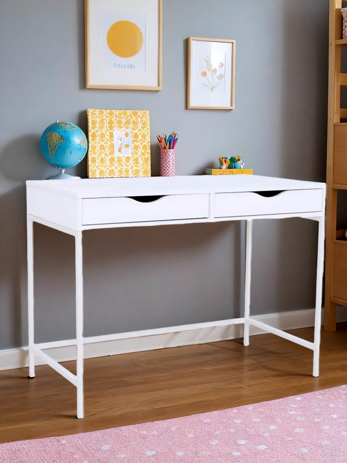 Письменный стол компьютерный с ящиками Чип Ивару, 100х50х75 см, белый