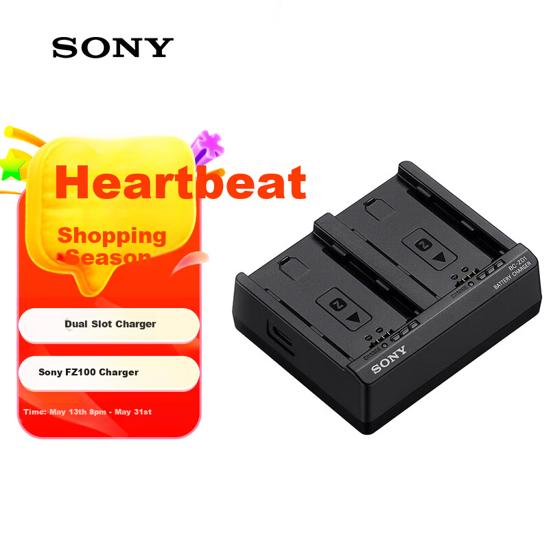 SONY BC-ZD1 Dual Slot Charger for SONY Mirrorless Camera FZ100, Compatible with A7RM5/A7RM4/A7M4/A7M3/A7CM2/A6700/FX30 and more