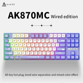 Игровая клавиатура AK870 MC, Английская раскладка, фиолетовый