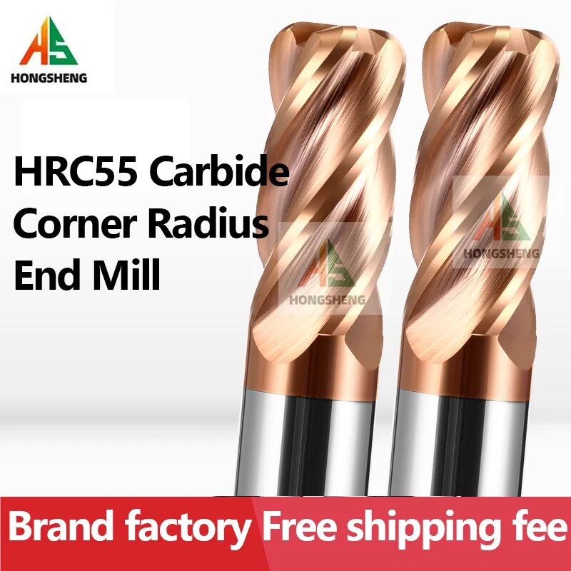 HUAKAIWL Угловая радиусная концевая фреза 4 канавки HRC55 6R0.2X6X50